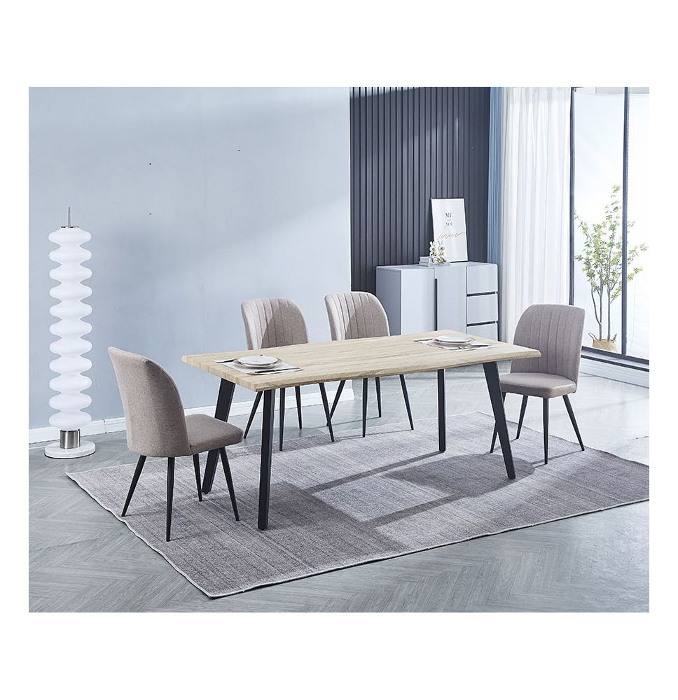 Mesa Comedor Madera Estilo Industrial, Patas metálicas Negras, Medidas ...